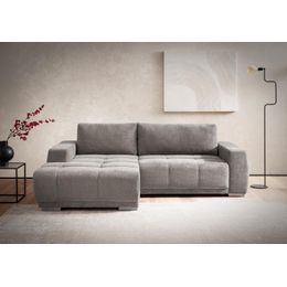Ecksofa Inosign, B:241cm H:66cm T:165cm, grau, 100% POLYESTER (PES), Wohnzimmer, Sofas, "Bolero L-Form", wahlweise mit Bettfunktion & Bettkasten