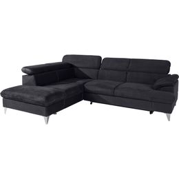 Ecksofa COTTA, B:256cm H:74cm T:208cm, grau, Kunstleder SOFTLUX;NaturLEDER (echtes Rindsleder);Microfaser PRIMABELLE (100% Polyester), Wohnzimmer,