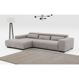Ecksofa COTTA, B:304cm H:71cm T:186cm, grau, 96% POLYESTER (PES) / 4% POLYAMID (PA), Wohnzimmer, Sofas, "Side L-Form, mit Kopfteilverstellung & 3