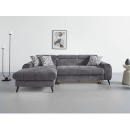 Ecksofa COTTA, B:236cm H:74cm T:164cm, grau, 90% Polyester 10% Polyamid, Wohnzimmer, Sofas, "Mia L-Form mit 3 Zierkissen", wahlweise mit