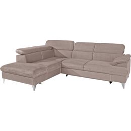 Ecksofa COTTA, B:256cm H:74cm T:208cm, braun, Kunstleder SOFTLUX;NaturLEDER (echtes Rindsleder);Microfaser PRIMABELLE (100% Polyester), Wohnzimmer,
