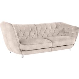 Big-Sofa LEONIQUE, B:256cm H:85cm T:115cm, beige, 100% Polyester;100% Recycling-PET, GRS-zertifiziert, Sofas, "Retro", stylischer Hochlehner
