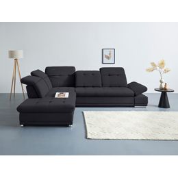 Ecksofa COTTA, B:310cm H:86cm T:265cm, schwarz, 90% Polyester, 10% Polyamid, Wohnzimmer, Sofas, "Holiday L-Form mit Sitztiefen-, Armteil- und