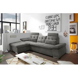 Ecksofa, B:268cm H:103cm T:170cm, braun, ED EXCITING DESIGN, 95% Polyester, 5% Nylon, Wohnzimmer, Sofas, "Nalo L-Form", mit Bettfunktion,