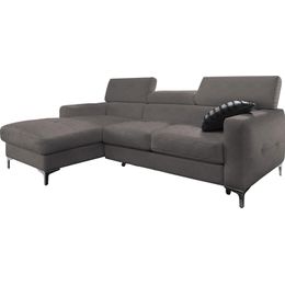 Ecksofa COTTA, B:226cm H:92cm T:105cm, grau, Microfaser PRIMABELLE (100% Polyester);NaturLEDER in Sitz und Rücken/Kunstleder im Korpus;NaturLEDER