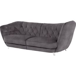 Big-Sofa LEONIQUE, B:256cm H:85cm T:115cm, grau, 100% Polyester;100% Recycling-PET, GRS-zertifiziert, Sofas, "Retro", stylischer Hochlehner