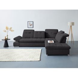 Ecksofa COTTA, B:310cm H:86cm T:265cm, schwarz, 100% Polyester, Wohnzimmer, Sofas, "Holiday L-Form mit Sitztiefen-, Armteil- und