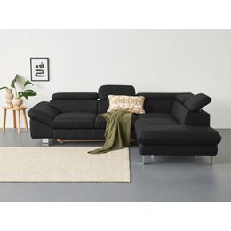 Ecksofa COTTA, B:268cm H:73cm T:214cm, grau, Kunstleder SOFTLUX;LEDER BEEFY (ein abgedecktes Spalt-Rindsleder) im Sitz und Rücken (Korpus in