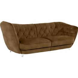 Big-Sofa LEONIQUE, B:256cm H:85cm T:115cm, braun, 100% Polyester;100% Recycling-PET, GRS-zertifiziert, Sofas, "Retro", stylischer Hochlehner