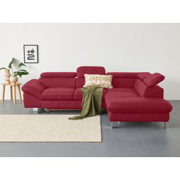 Ecksofa COTTA, B:268cm H:73cm T:214cm, rot, Kunstleder SOFTLUX;LEDER BEEFY (ein abgedecktes Spalt-Rindsleder) im Sitz und Rücken (Korpus in