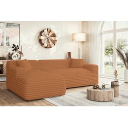 Ecksofa Home Affaire, B:256cm H:76cm T:160cm, orange, 100% Polyester, Wohnzimmer, Sofas, "LILLIANA Designsofa, L-Form mit Recamiere rechts/links