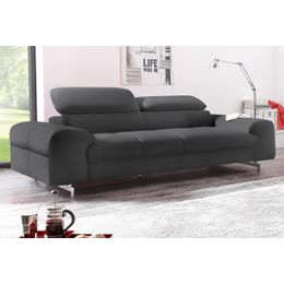 3-Sitzer COTTA, B:232cm H:72cm T:105cm, schwarz, Luxus-Microfaser (100% Polyester);Softlux-Kunstleder;NaturLEDER (echtes Rindsleder)), R&uuml;ckseite mit