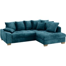 Ecksofa MR. COUCH, B:243cm H:88cm T:190cm, blau, Dolce (100% Polyester), Wohnzimmer, Sofas, "Nikita II, L-Form", Wahlweise mit Bettfunktion,