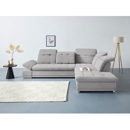 Ecksofa COTTA, B:310cm H:86cm T:265cm, grau, 90% Polyester, 10% Polyamid, Wohnzimmer, Sofas, "Holiday L-Form mit Sitztiefen-, Armteil- und