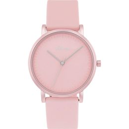 s.Oliver Damen Quarzuhr, rosa, Armbanduhren, Armbanduhr, Damenuhr, Silikonarmband, analog