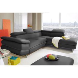 Ecksofa COTTA, B:279cm H:73cm T:228cm, schwarz, Wohnzimmer, Sofas, "Solution L-Form", mit Arm- & Kopfteilverstellung, wahlweise mit Bettfunktion