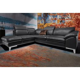 Ecksofa COTTA, B:293cm H:84cm T:232cm, schwarz, Luxus-Kunstleder;NaturLeder, im Rücken mit schwarzem Spannstoff bezogen, Wohnzimmer, Sofas, "Teresa