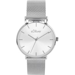 s.Oliver Damen Quarzuhr, silber, Armbanduhren, Armbanduhr, Damenuhr, analog, Edelstahlarmband