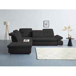Ecksofa COTTA, B:310cm H:86cm T:265cm, braun, 100% Polyester, Wohnzimmer, Sofas, "Holiday L-Form mit Sitztiefen-, Armteil- und Kopfteilverstellung",