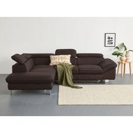 Ecksofa COTTA, B:268cm H:73cm T:214cm, braun, Kunstleder SOFTLUX;LEDER BEEFY (ein abgedecktes Spalt-Rindsleder) im Sitz und Rücken (Korpus in