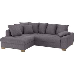 Ecksofa MR. COUCH, B:243cm H:88cm T:190cm, grau, Stripes (92% Polyester / 8% Nylon), Wohnzimmer, Sofas, "Nikita II, L-Form", Wahlweise mit