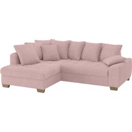 Ecksofa MR. COUCH, B:243cm H:88cm T:190cm, rosa, Stripes (92% Polyester / 8% Nylon), Wohnzimmer, Sofas, "Nikita II, L-Form", Wahlweise mit