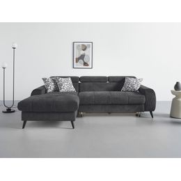 Ecksofa COTTA, B:236cm H:74cm T:164cm, grau, 90% Polyester 10% Polyamid, Wohnzimmer, Sofas, "Mia L-Form mit 3 Zierkissen", wahlweise mit