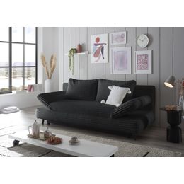 Schlafsofa, B:212cm H:88cm T:101cm, schwarz, ED EXCITING DESIGN, 100% Polyester, Kinderzimmer, Sofas, "Sunny", mit Bettkasten, Armteilverstellung & 2