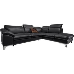 Ecksofa COTTA, B:293cm H:84cm T:232cm, schwarz, Luxus-Kunstleder;NaturLeder, im R&uuml;cken mit schwarzem Spannstoff bezogen, Wohnzimmer, Sofas, "Teresa