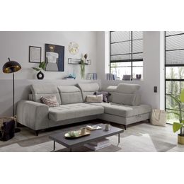 Ecksofa, B:282cm H:90cm T:200cm, grau, ED EXCITING DESIGN, 92% Polyester, 8% Nylon, Wohnzimmer, Sofas, "Rockdale L-Form mit Bettfunktion,