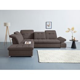 Ecksofa COTTA, B:310cm H:86cm T:265cm, schwarz, 100% Polyester, Wohnzimmer, Sofas, "Holiday L-Form mit Sitztiefen-, Armteil- und