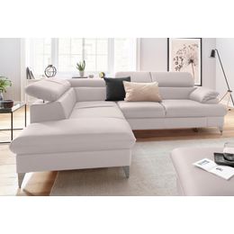 Polstergarnitur COTTA, B:256cm, beige, Sitzm&ouml;bel-Sets, "Caluso L-Form", Set bestehend aus: Ecksofa mit Kopfteilverstellung & Hocker