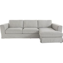 Ecksofa Timbers, B:284cm H:83cm T:165cm, grau, 100%PES, Wohnzimmer, Sofas, "Vintage L-Form", 3-Sitzer Polsterecke im Landhausstil, mit abnehmbarer