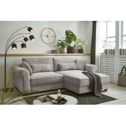 Ecksofa, B:255cm H:92cm T:185cm, grau, ED EXCITING DESIGN, 92% Polyester, 8% Nylon, Wohnzimmer, Sofas, "Angelina L-Form", mit Bettfunktion,