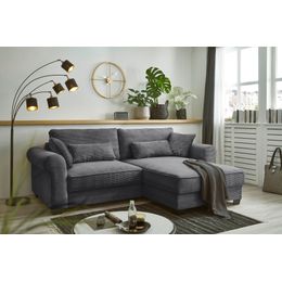 Ecksofa, B:255cm H:92cm T:185cm, grau, ED EXCITING DESIGN, 92% Polyester, 8% Nylon, Wohnzimmer, Sofas, "Angelina L-Form", mit Bettfunktion,