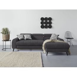 Ecksofa COTTA, B:236cm H:74cm T:164cm, braun, 100% Polyester, Wohnzimmer, Sofas, "Mia L-Form mit 3 Zierkissen", wahlweise mit Bettfunktion,