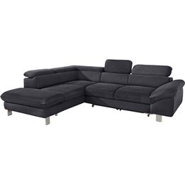 Ecksofa COTTA, B:266cm H:73cm T:214cm, schwarz, Struktur (100% Polyester);Chenille (90% Polyester, 10% Polyamid), Wohnzimmer, Sofas, "Driver L-Form",