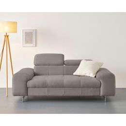 2-Sitzer COTTA, B:196cm H:72cm T:105cm, grau, Softlux-Kunstleder;NaturLeder (echtes Rindsleder);Luxus-Microfaser (100% Polyester), Sofas, "Chef",