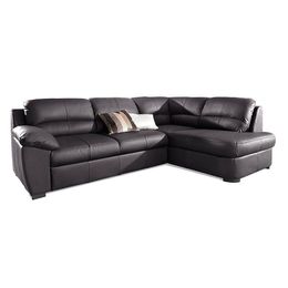 Ecksofa COTTA, B:240cm H:87cm T:89cm, schwarz, Luxus-Microfaser aus 100% Polyester;Luxus-Kunstleder;NaturLEDER (echtes Rindsleder), Wohnzimmer,