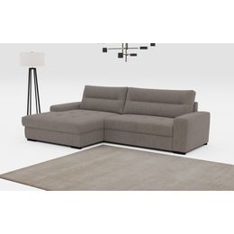 Ecksofa COTTA, B:295cm H:93cm T:163cm, grau, 100% POLYESTER (PES), Wohnzimmer, Sofas, "Cappa L-Form", wahlweise mit Bettfunktion & Bettkasten