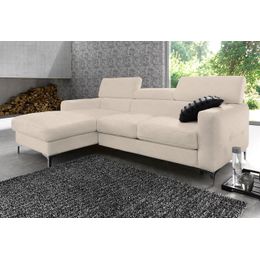 Ecksofa COTTA, B:226cm H:92cm T:105cm, beige, Microfaser PRIMABELLE (100% Polyester);NaturLEDER in Sitz und Rücken/Kunstleder im Korpus;NaturLEDER