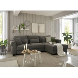 Ecksofa, B:318cm H:93cm T:197cm, braun, ED EXCITING DESIGN, 92% Polyester, 8% Nylon, Wohnzimmer, Sofas, "Angelina L-Form", mit Bettfunktion,