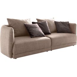 Big-Sofa DESIGNWERK, B:253cm T:100cm, beige, 100% Polyester, Sofas, "New York, anmutendes Designsofa", mit schmaler Arm- & Rückenlehne