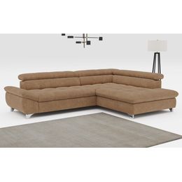 Ecksofa COTTA, B:312cm T:234cm, braun, Wohnzimmer, Sofas, "Gemini L-Form", mit Kopfteilverstellung, wahlweise mit Bettfunktion