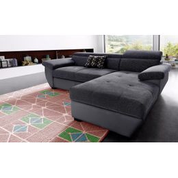 Ecksofa COTTA, B:265cm H:79cm T:102cm, schwarz, Edles Flachgewebe ( 100% Polyester ) / Feine Struktur ( 100% Polyester );Kunstleder SOFTLUX /