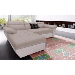 Ecksofa COTTA, B:265cm H:79cm T:102cm, braun, Edles Flachgewebe ( 100% Polyester ) / Feine Struktur ( 100% Polyester );Kunstleder SOFTLUX /