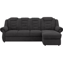 Ecksofa Home Affaire, B:262cm H:102cm T:165cm, grau, 100% Polyester, Wohnzimmer, Sofas, "Boston L-Form", mit hoher Rückenlehne, wahlweise mit
