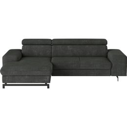 Ecksofa COTTA, B:267cm H:97cm T:165cm, grau, Wohnzimmer, Sofas, "Emma L-Form", mit Kopfteilverstellung, wahlweise mit Bettfunktion & Bettkasten