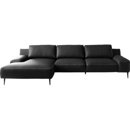 Ecksofa DESIGNWERK, B:344cm T:162cm, schwarz, Leder;Struktur 98% Polyester, 2% Acryl, Wohnzimmer, Sofas, "Forma L-Form, zeitloses Designsofa mit