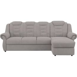 Ecksofa Home Affaire, B:262cm H:102cm T:165cm, silber, 100% Polyester, Wohnzimmer, Sofas, "Boston L-Form", mit hoher Rückenlehne, wahlweise mit